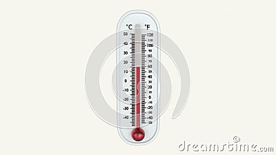 Rounded Thermometer with the Red Indicator Shows the Rising Temperature ...