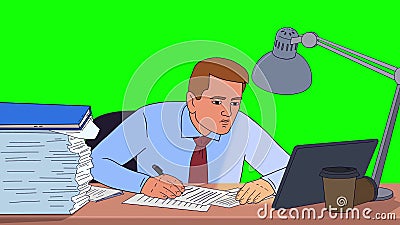 Animation of the Tired Office Worker. Deadline, Hard-working, Stock ...
