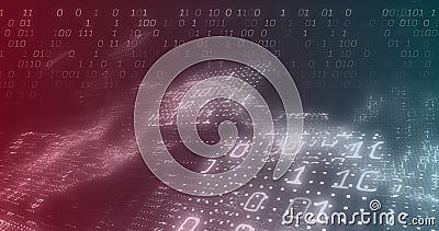 Animation of Waves and Binary Code Over Red and Blue Background Stock Footage - Video of binary ...