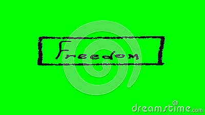 Animation of the Word Freedom on a Green Chroma Key Background Stock ...