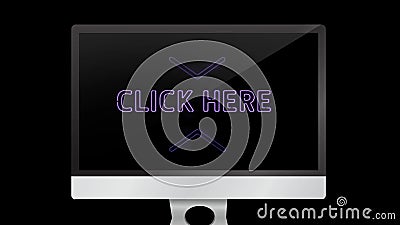 Animation of Words Click Now Flickering on Screen of Desktop Computer ...