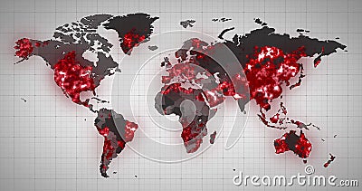 Animation of the World Map and Countries Turning Red through Circles in ...