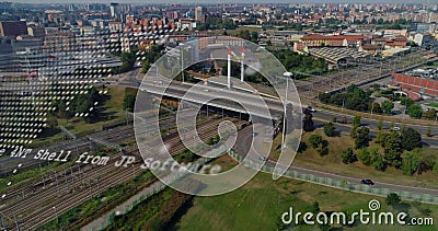 Animation of World Map and Data Processing Against Aerial View of ...