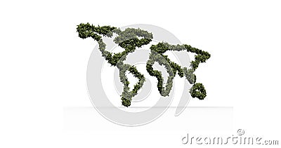 Animation of World Map Formed with Forest Outline on White Background ...
