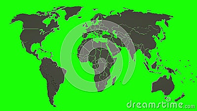Animation of a World Map on Green Screen. Scrolling from Left To Right ...