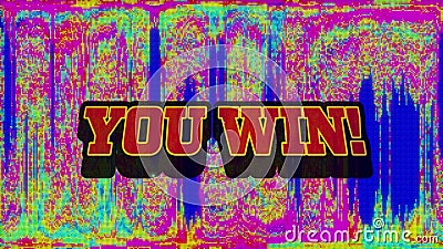 Animation of You Win! Text on Screen with Stripes Flickering in ...