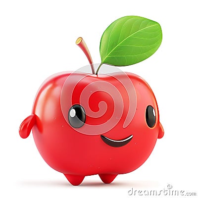 Anthropomorphic Red Apple With Eyes And A Leaf Stock Photo ...
