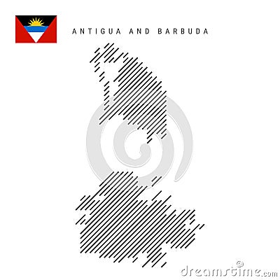 Antigua And Barbuda Map From Pattern Of Black Slanted Parallel Lines ...