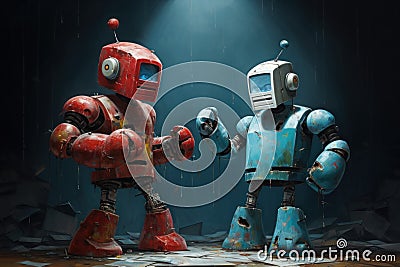 Antiquated Chipped Boxing Robots. Generate Ai Stock Photo | CartoonDealer.com #290872518
