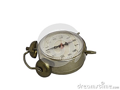 Antique Alarm Clock On A White Background And Using The Isolate ...