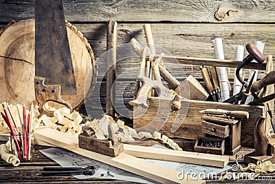 Antique Carpentry Workshop Stock Photo - Image: 50873284