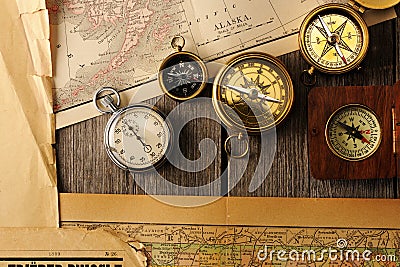 Antique Compasses Over Old Map Royalty-Free Stock Image | CartoonDealer ...