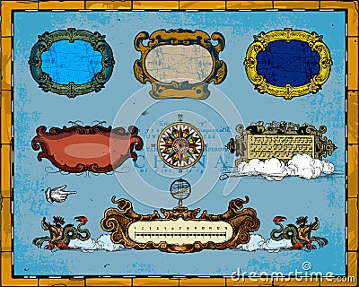 Antique Map Frame Decorations Stock Photo - Image: 18980060