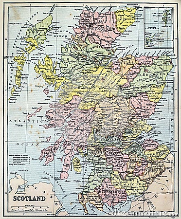 Antique Map Of Scotland Stock Image - Image: 37051351