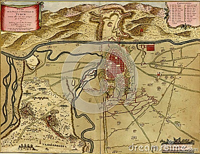Antique Map Of Turin, Italy Editorial Photography - Image: 23733352