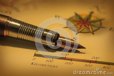 Antique Pen On Map Royalty-Free Stock Photography | CartoonDealer.com ...