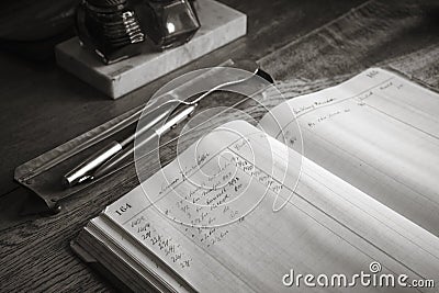 Antique Wooden Desk With Ledger. Royalty-Free Stock Photography ...