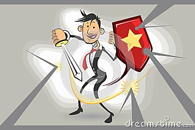 Antivirus Man Fight Against Computer Virus Cartoon Vector ...