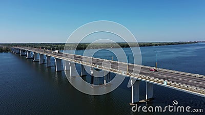 The Antonovsky Bridge in Kherson City Aerial View. Stock Footage ...
