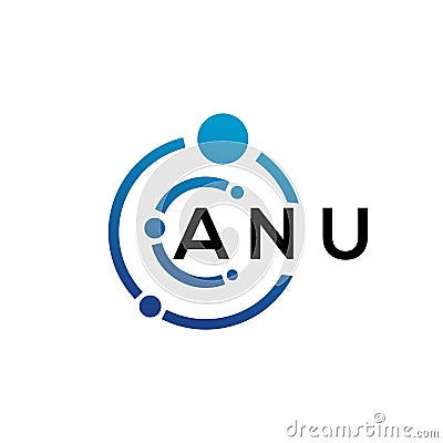 ANU Letter Logo Design On Black Background. ANU Creative Initials ...