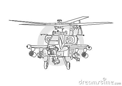 Apache Helicopter Vector Line Art Illustration | CartoonDealer.com ...
