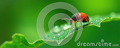 Aphid On A Green Leaf With Tiny Droplets Of Dew Aphids Leaves Royalty ...