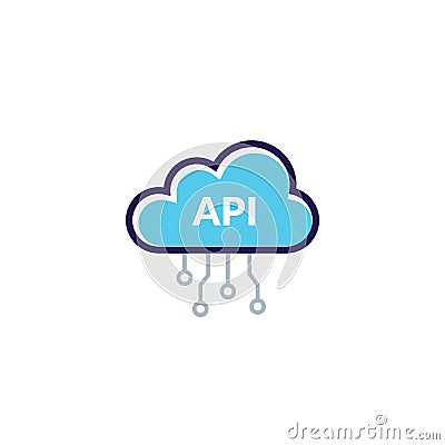 Api Cloud Integration Icon Data Process. Flat Vector Web Api Cloud System Pictogram ...