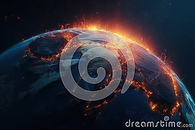 Apocalypse, Fire And Melting Of Planet Earth. Global Warming Of The ...