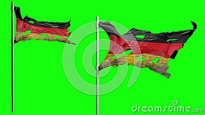 Apocalyptic Ragged Flag of Germany. Realistyc 3d Animation on Wind ...