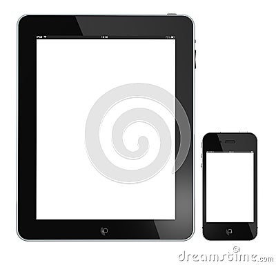 Apple IPad And Iphone 4s Isolated On White Editorial Photo - Image ...