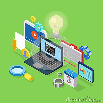 Application Software Coding Development Code 3d Isometric Vector | CartoonDealer.com #66195879