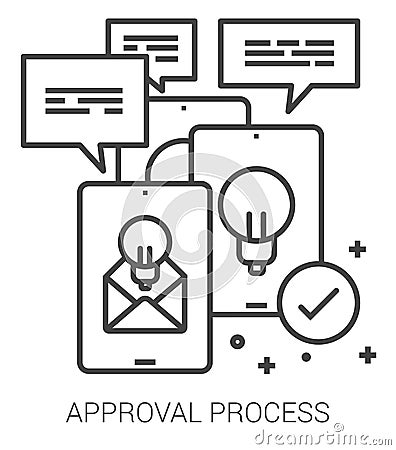 Approval Process Line Infographic. Cartoon Vector | CartoonDealer.com ...