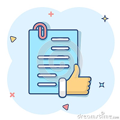Approved Document Icon In Comic Style. Authorize Cartoon Vector ...