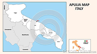 Apulia Map. Political Map Of Apulia With Boundaries In White Color ...