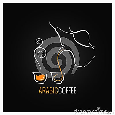 Arabic Coffee Logo Design Background Vector Illustration ...