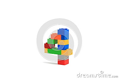 Arabic Number Symbol 4 From Colorful Plastic Brick Block Constructor ...