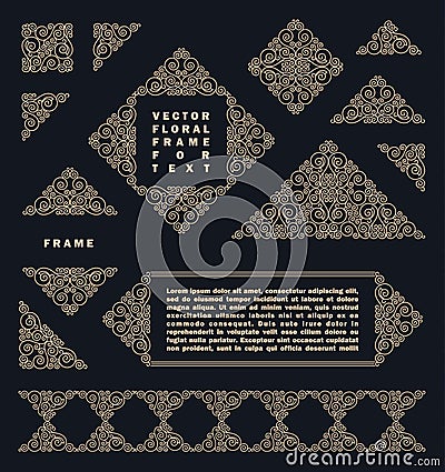 Arabic Vector Set Of Frames Lines Art Design Templates. Muslim Black ...