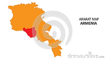 Ararat State And Regions Map Highlighted On Armenia Map Vector ...