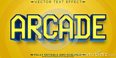 Arcade Text Effect, Editable Game And Retro Text Style Vector ...