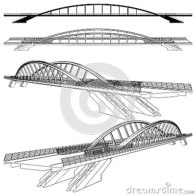 Arch Bridge Construction Structure Vector. Illustration Isolated On ...