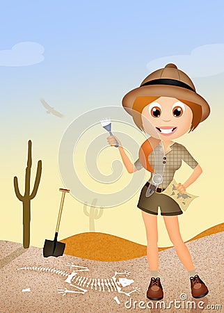 Archaeologist Girl Stock Illustration - Image: 52871047