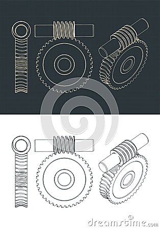 Archimedes Worm And Involute Gear Blueprints Cartoon Vector ...