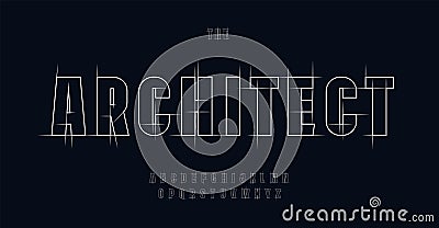 Architect Alphabet, Blueprint Geometric Letters, Construction Plan Font ...