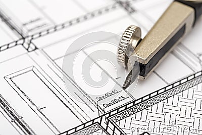 Architect Compass And Plan Royalty Free Stock Photo - Image: 25040295