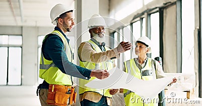 Architect, Team and Construction Site Blueprint with Construction ...