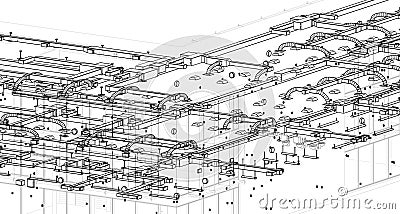 Architectural 2D Isometric Ductwork BIM Illustration Royalty-Free ...