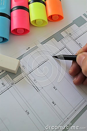 Architectural Pencil Drawing Plan Project Royalty-Free Stock ...