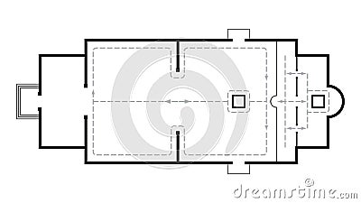 Architectural Plan Of Orthodox Church. Medieval Orthodox Monastery ...