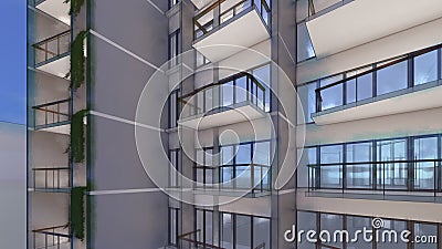 Architectural Visualization Of A High Rise Building With Trellis ...