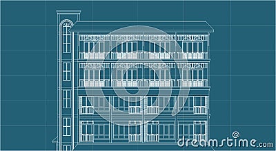 Architecture Drawing Elevation High-rise Building Entrance Royalty-Free ...